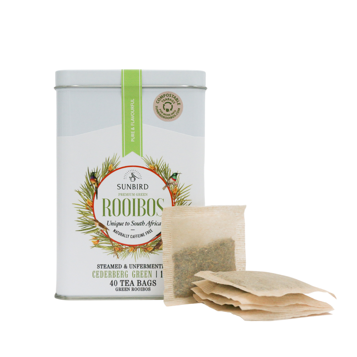 CEDERBERG GREEN • Regular-Cut Rooibos Leaf in 40 Tea Bags • 100g ...